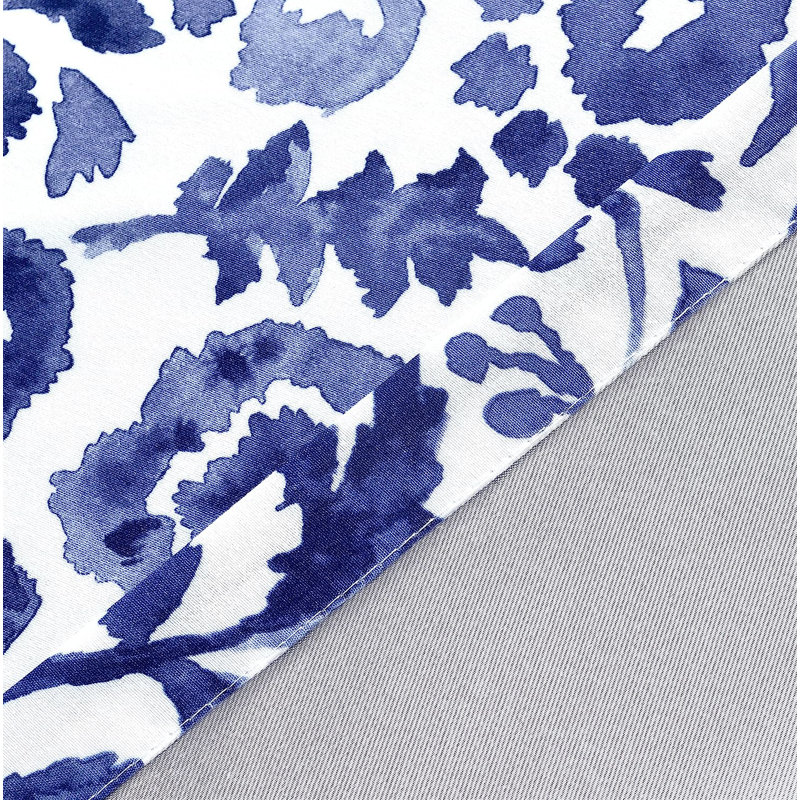 Andover Mills™ Javier Floral Tailored 52" Window Valance in White/Navy ...