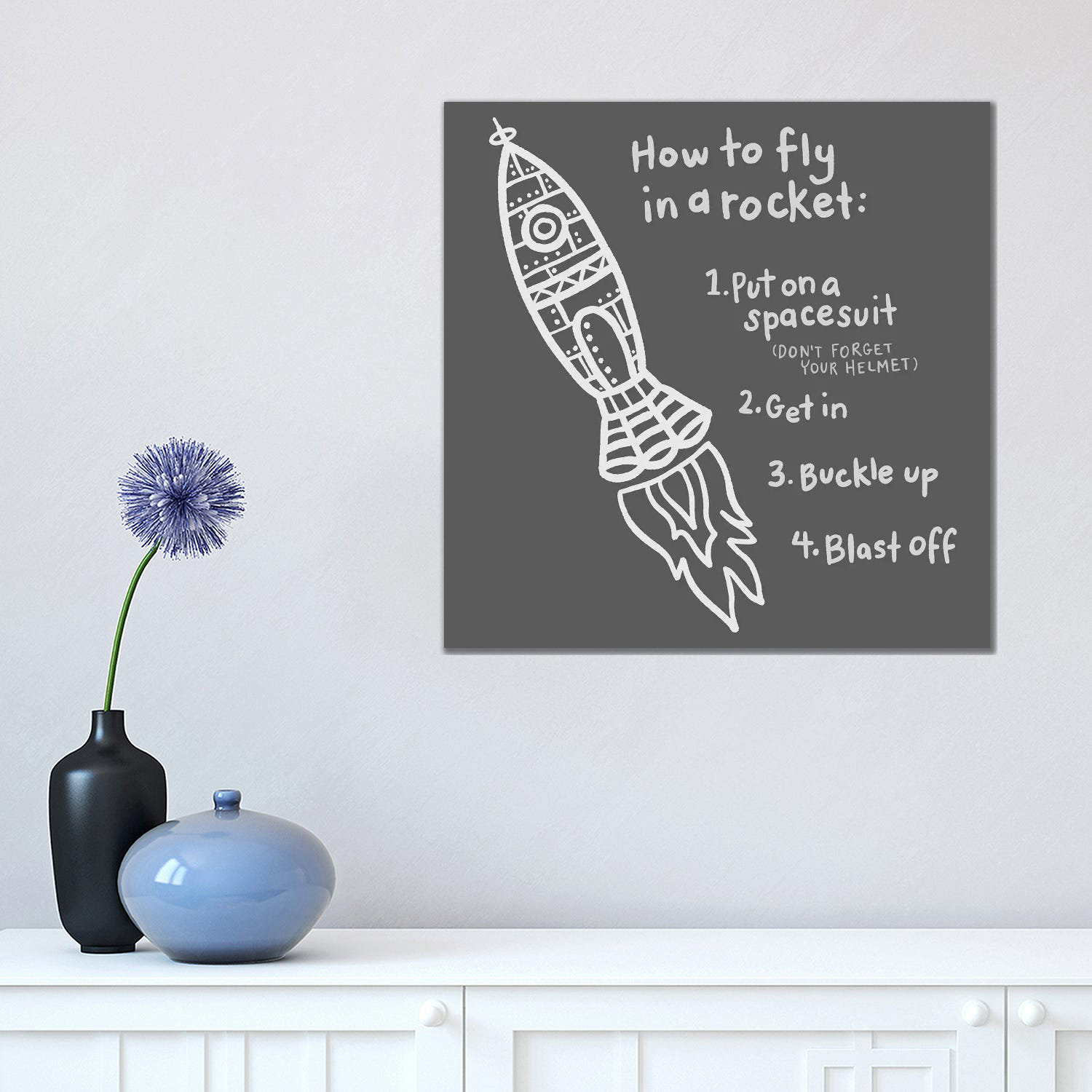 Happy Larry Outerspace/Black I by Noonday Design - Wrapped Canvas ...
