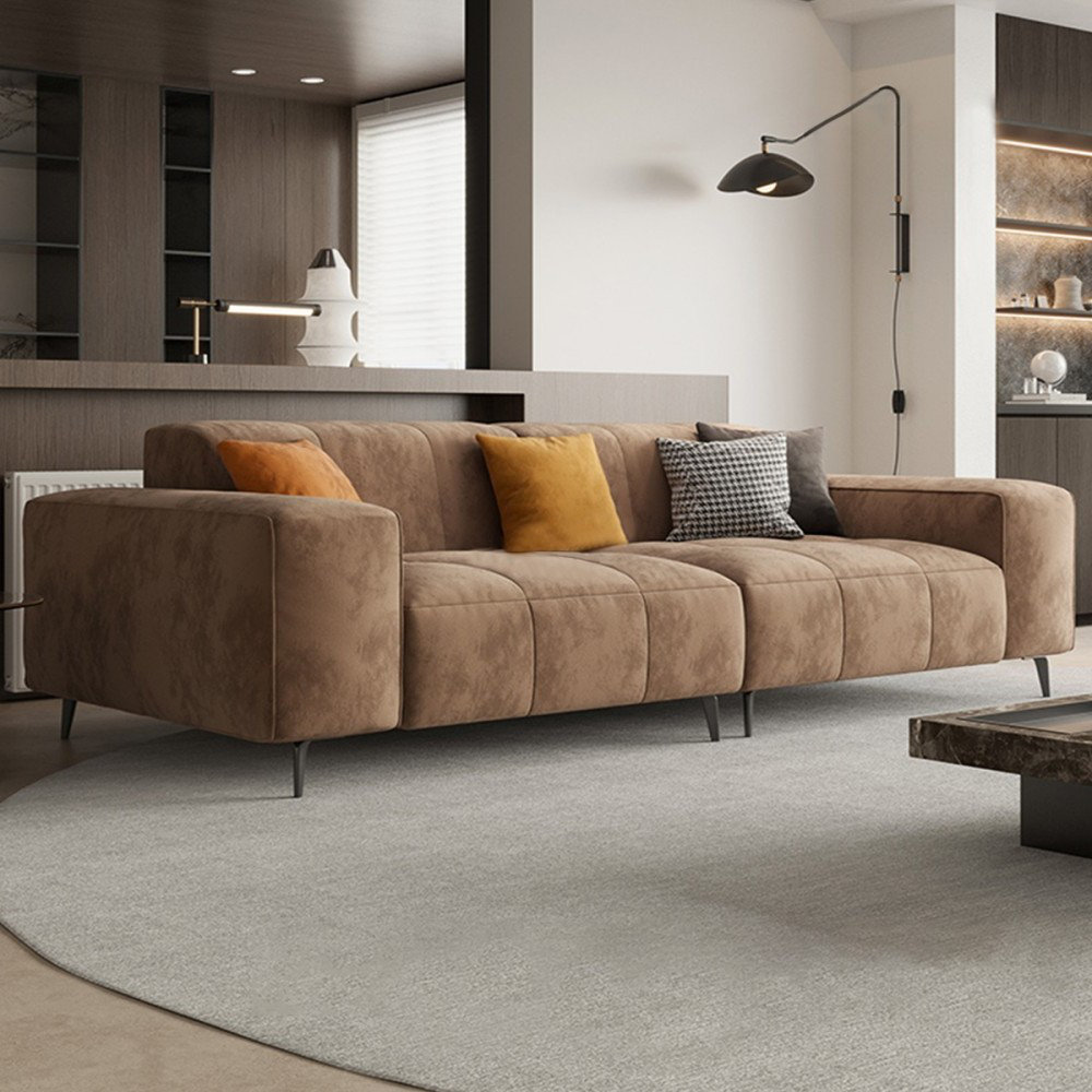 Awning Specs Light Brown Velvet Modular Sofa cushion couch | Wayfair