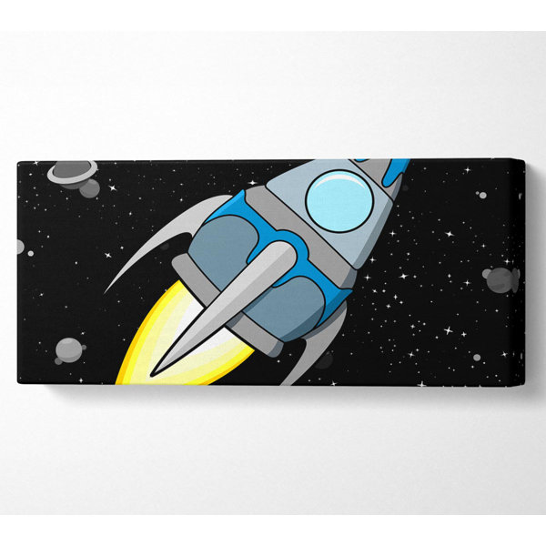 Isabelle & Max Rocket Ship White - Wrapped Canvas Panoramic Print ...