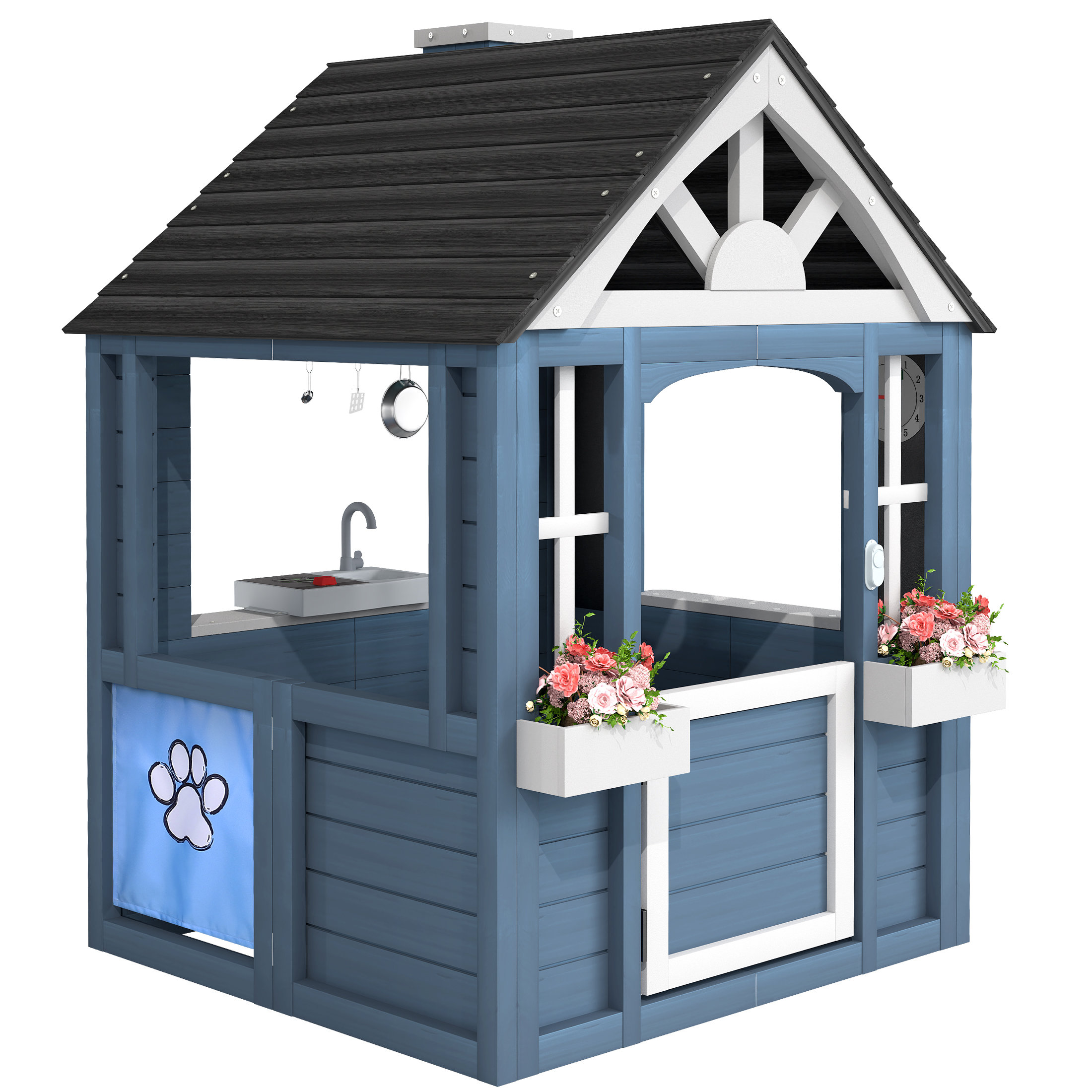 Ymiko Antigone Cedar Backyard Playhouse With Toy Kitchen | Wayfair