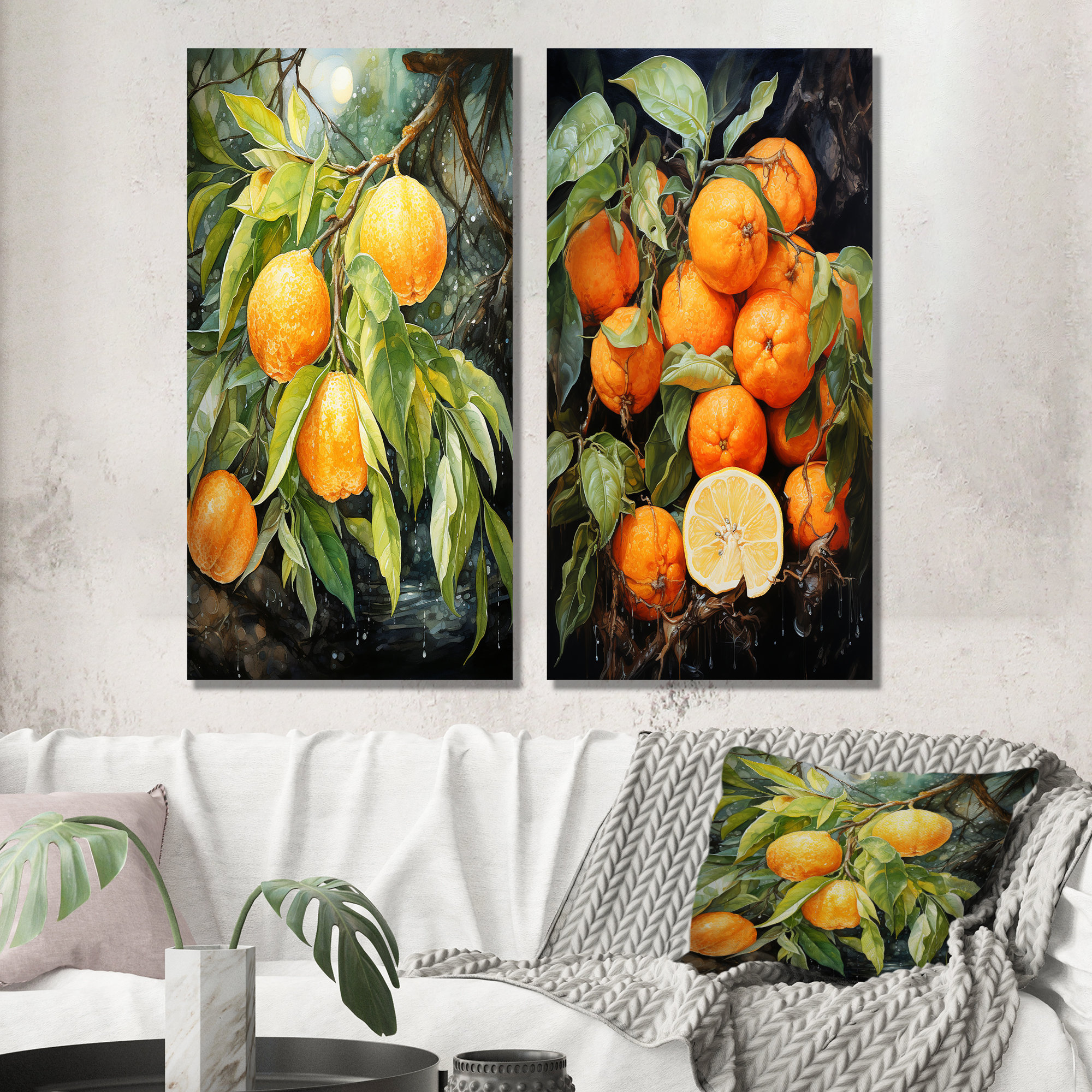 Gracie Oaks Orange Fruit Illumination - Fruits Canvas Art Print Set Of ...
