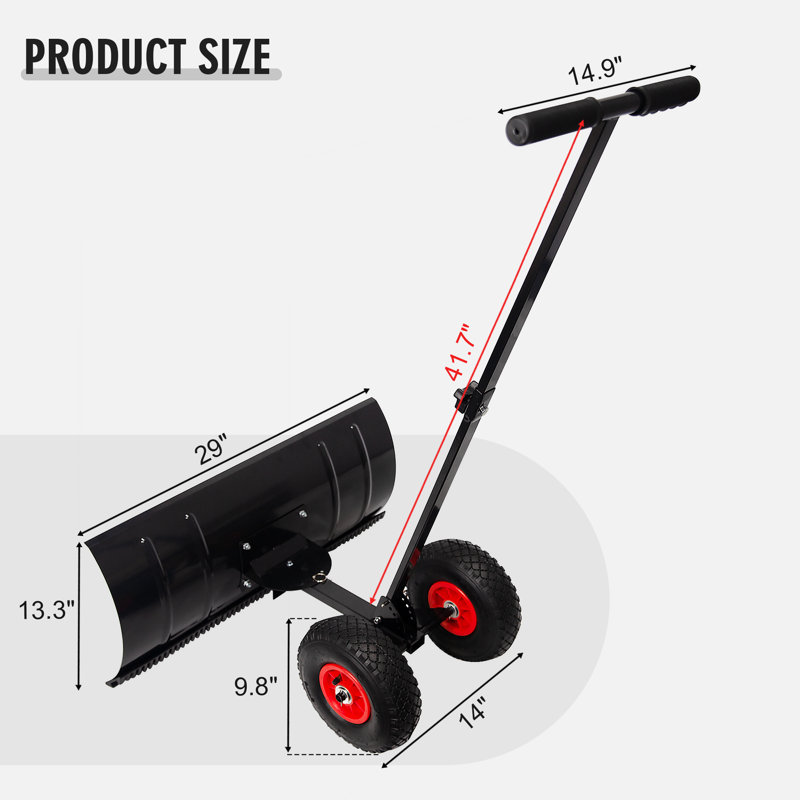 INMITOM Snow Shovel Pusher Plow with Wheels | Wayfair