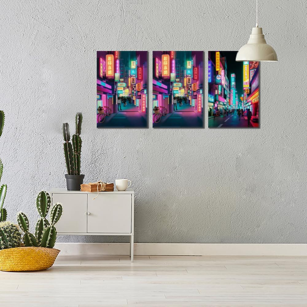 Ebern Designs Japanese Posters Anime Wall Art Framed 3 Pieces Tokyo ...