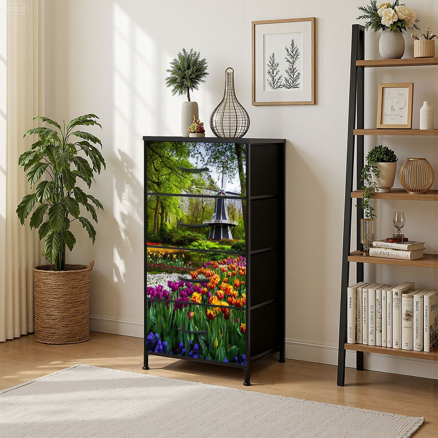 East Urban Home 4 Drawer Vertical Storage Dresser Dutch windmill ...
