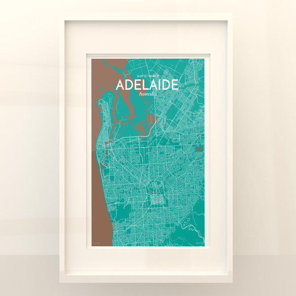 17 Stories Adelaide Australia City Map On Paper Print | Wayfair