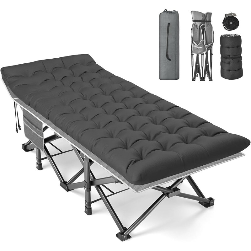 Suteck Folding Camping Cot XXL, 79" L x 32" W x 19" H Oversized ...