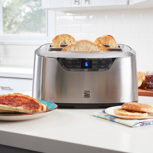 Kenmore Elite 4 Slice Toaster, Auto-Lift Long Slot, Stainless Steel ...