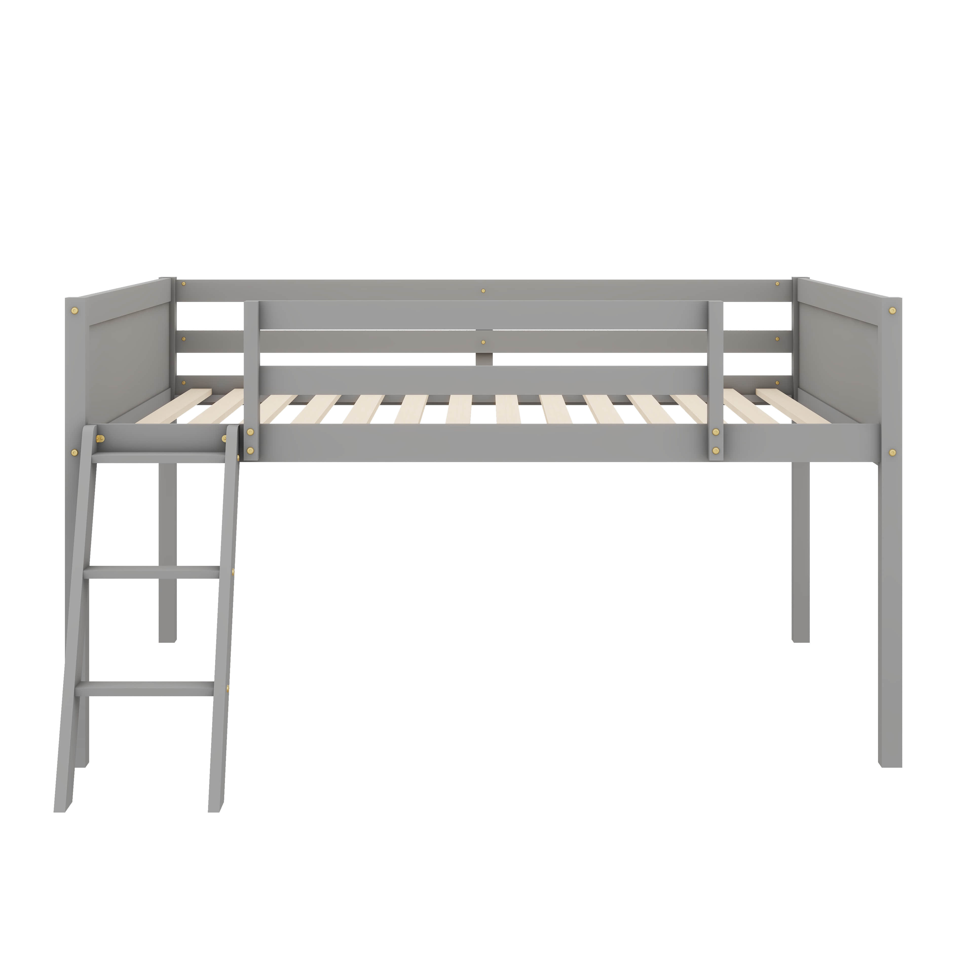 Harriet Bee A Full-Sized Wooden Low Loft Bed Equipped With A Ladder ...