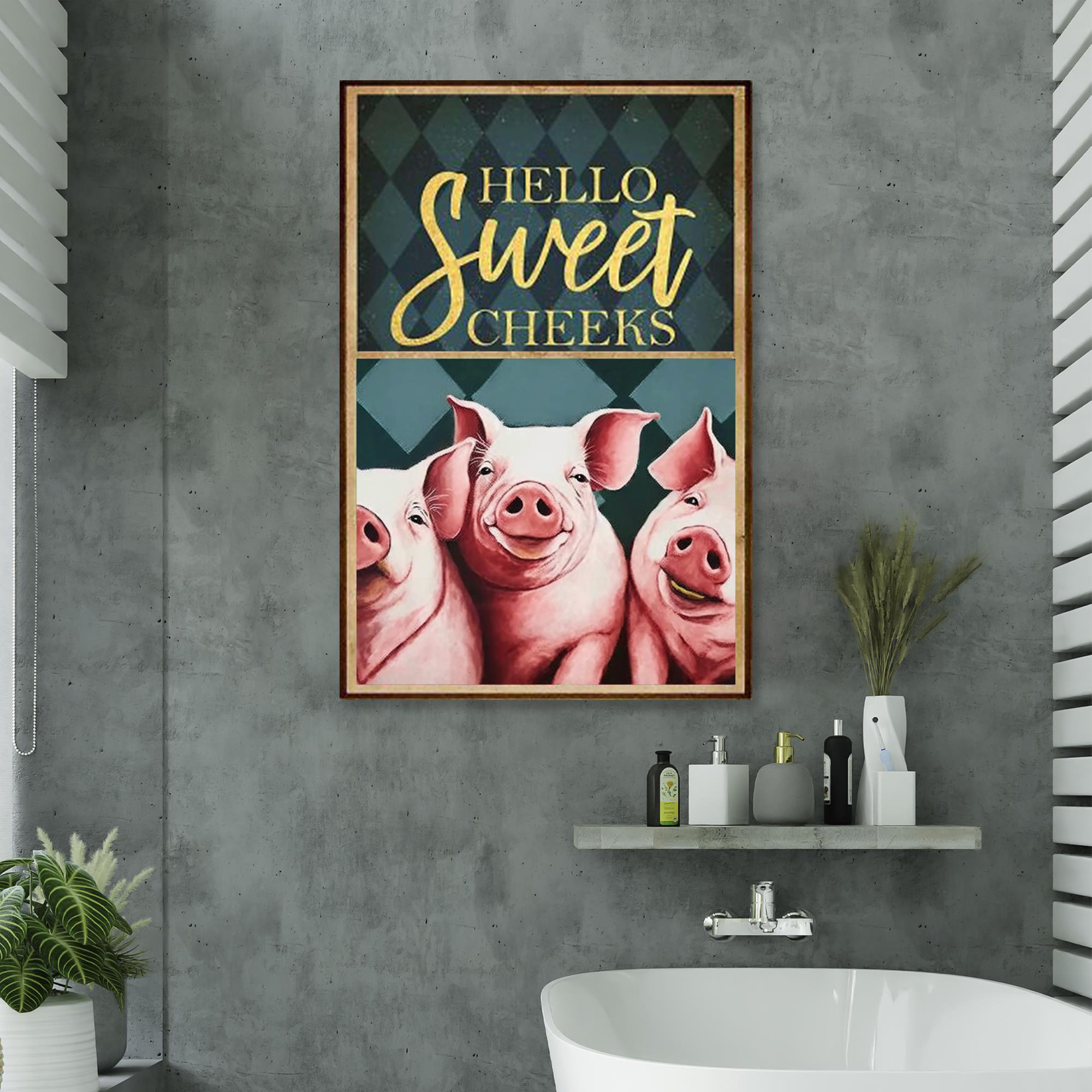 Trinx Pigs Hello Sweet Cheeks - 1 Piece Rectangle Graphic Art Print On ...