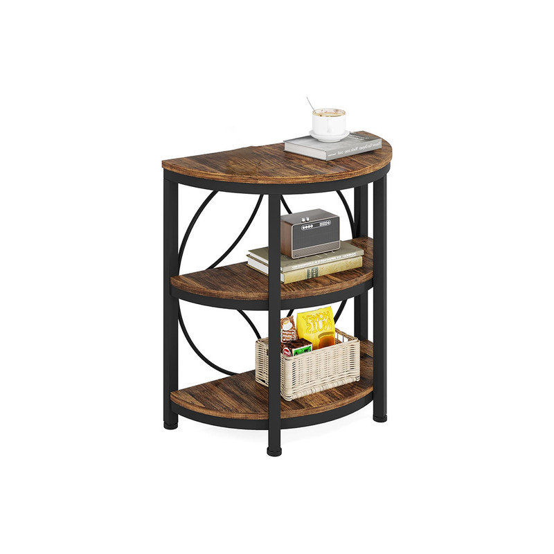 17 Stories Half Round End Table,3-Tier Narrow Side Table with Metal ...