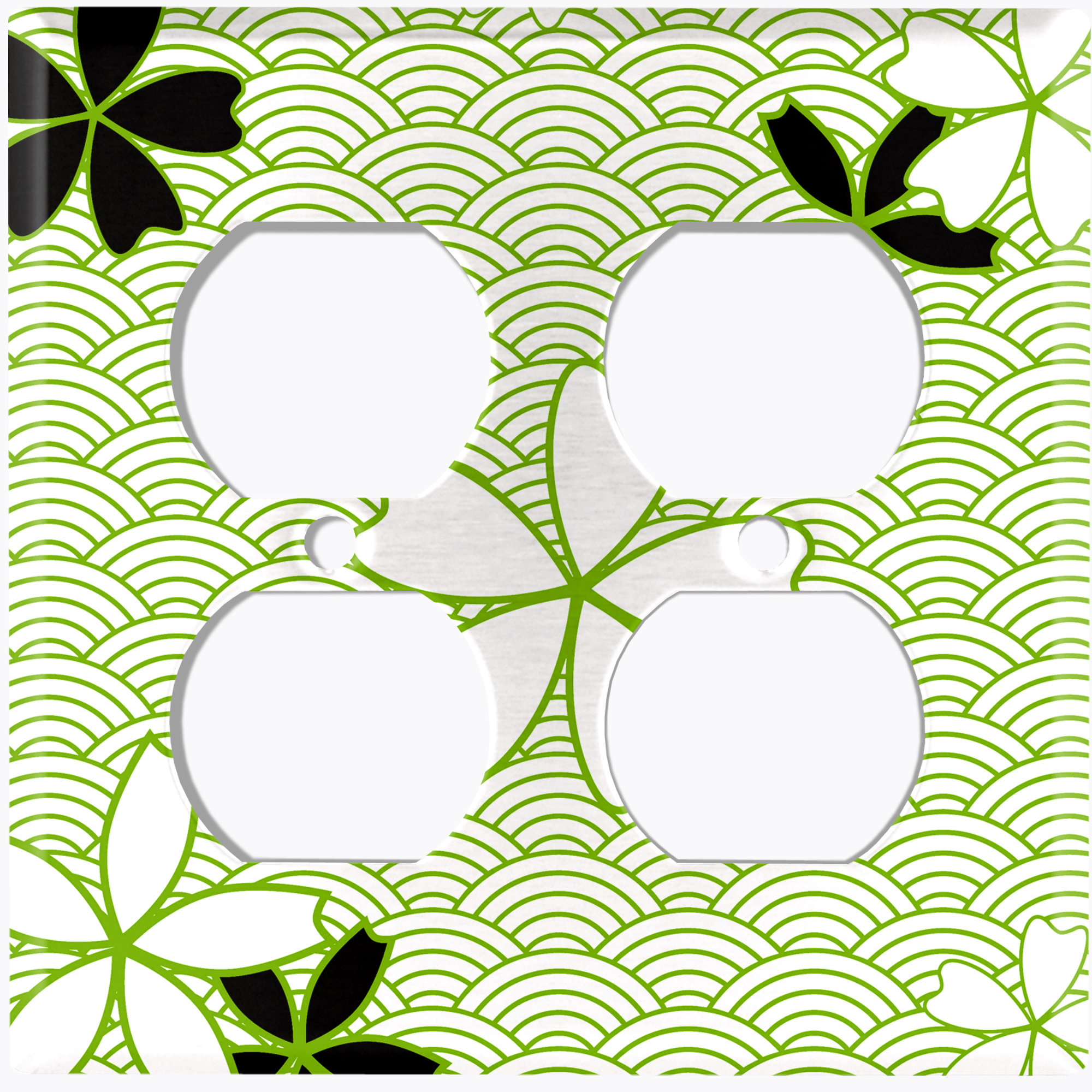 WorldAcc Metal Light Switch Plate Outlet Cover (Japanese Pattern Flower ...