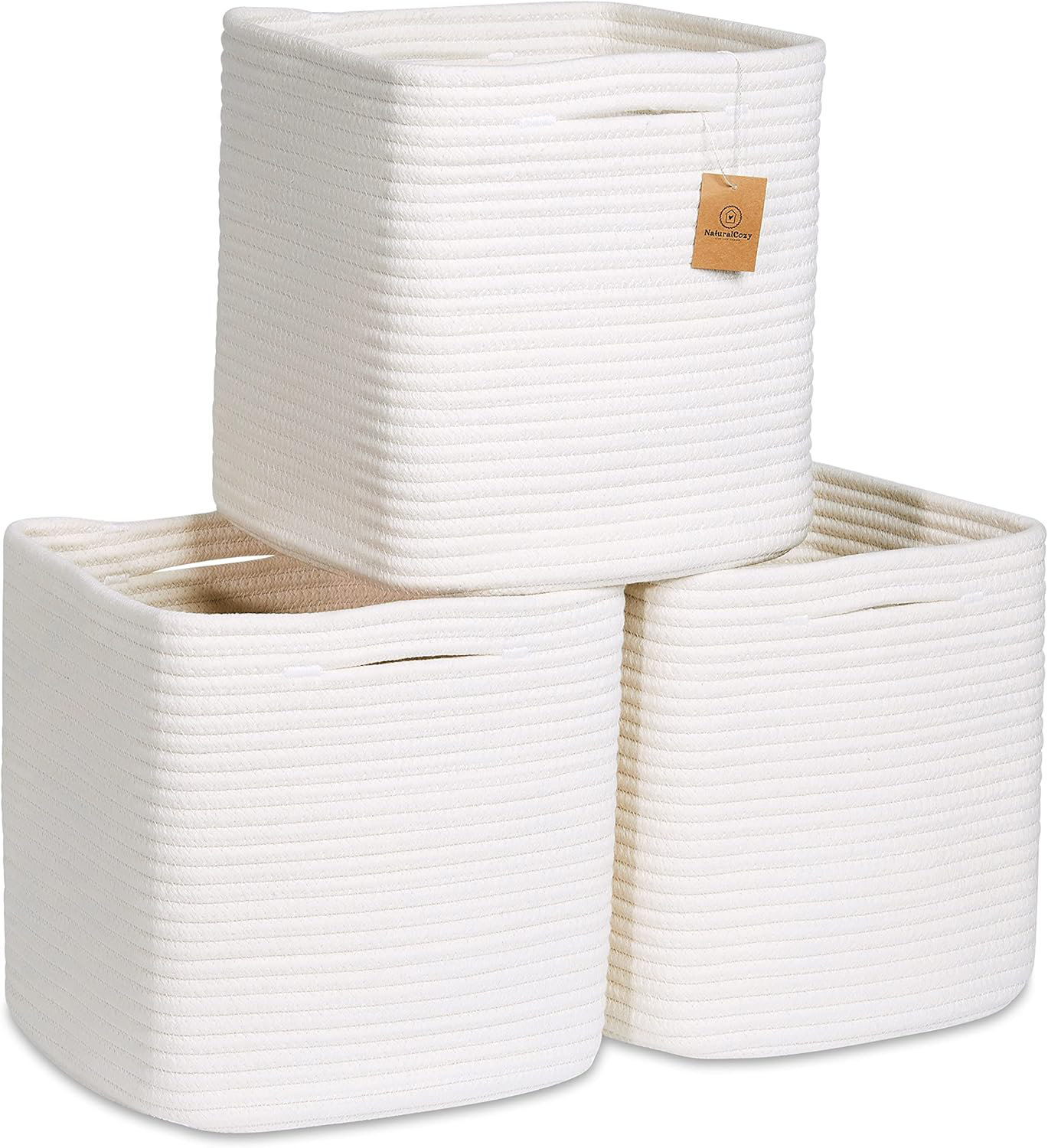 One Allium Way® Storage Cubes 11 Inch Cotton Rope Woven Baskets For ...