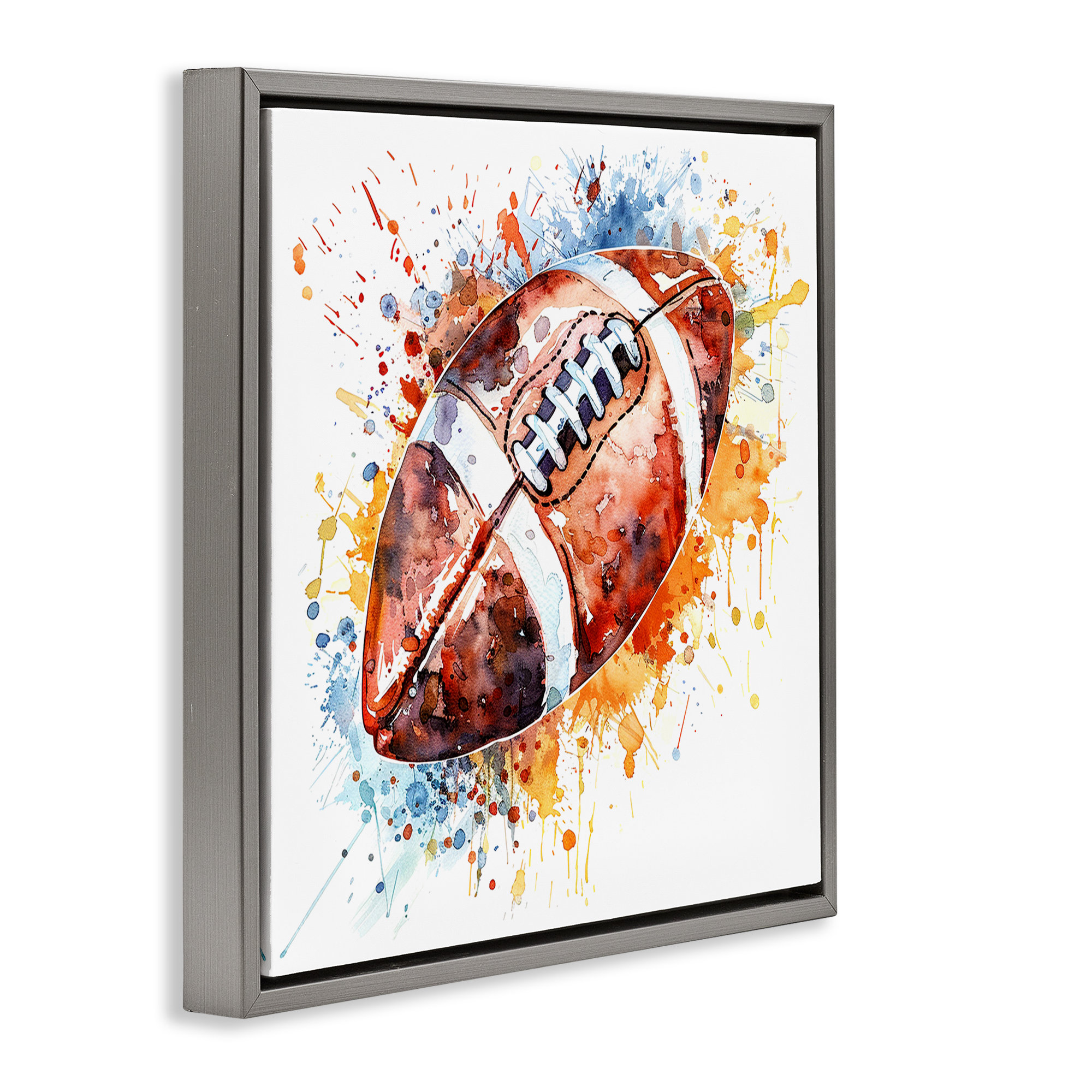 Lark Manor™ Football Chromatic Splash Framed Floater Canvas Wall Art by ...