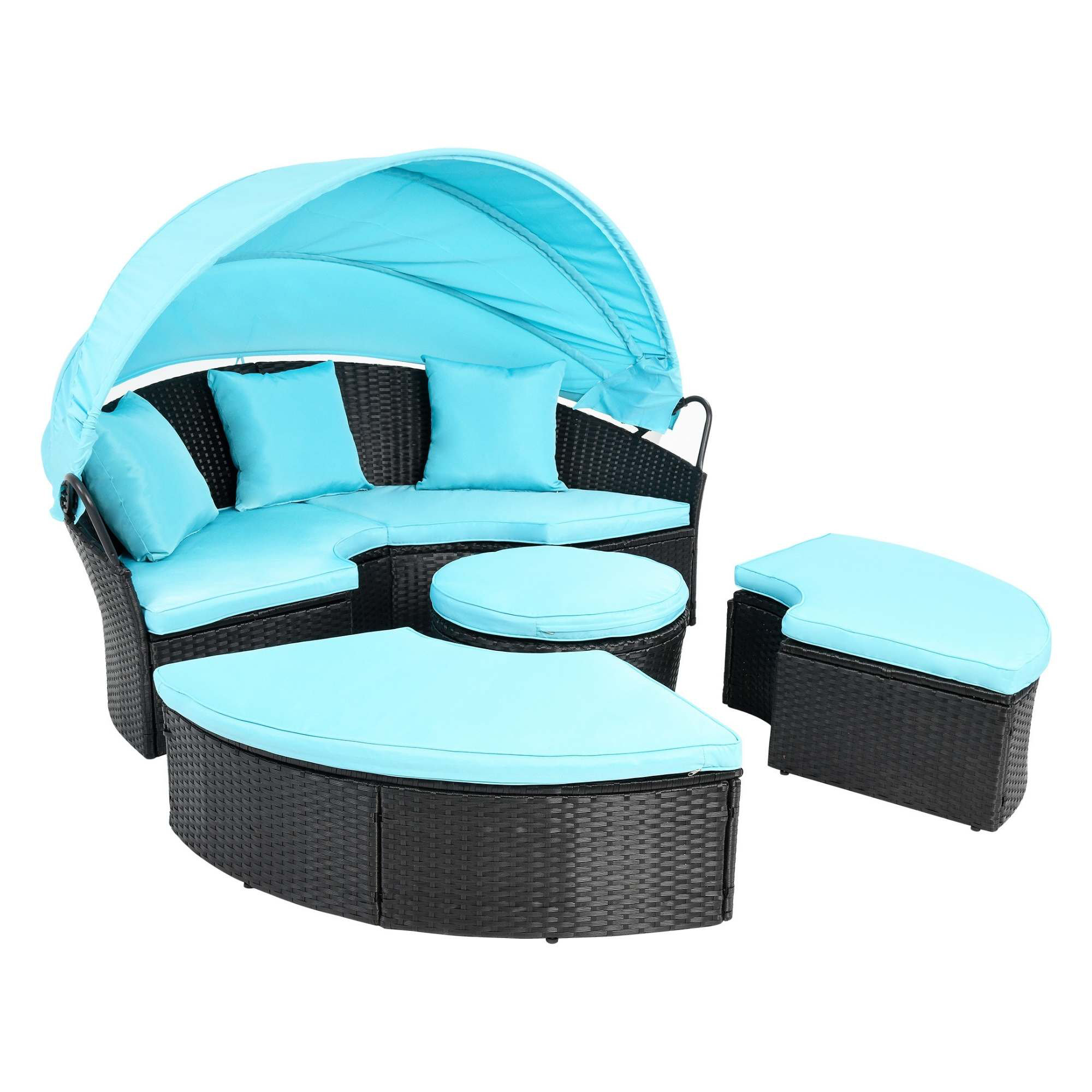 Latitude Run® Randleswood Turquoise Patio Round Daybed with Retractable ...