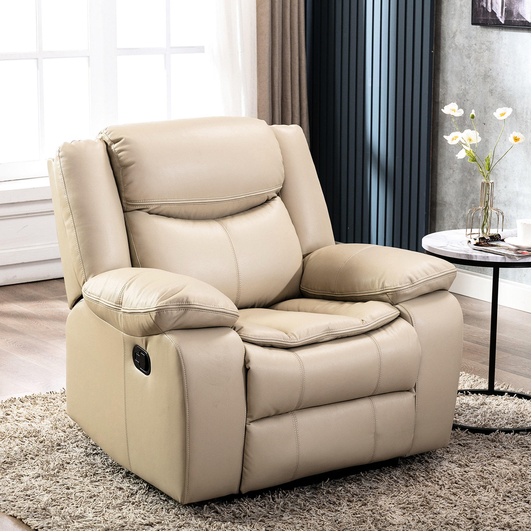 Wildon Home® Cream Leather, Reclining Sectional, Home Comfort, Solid ...
