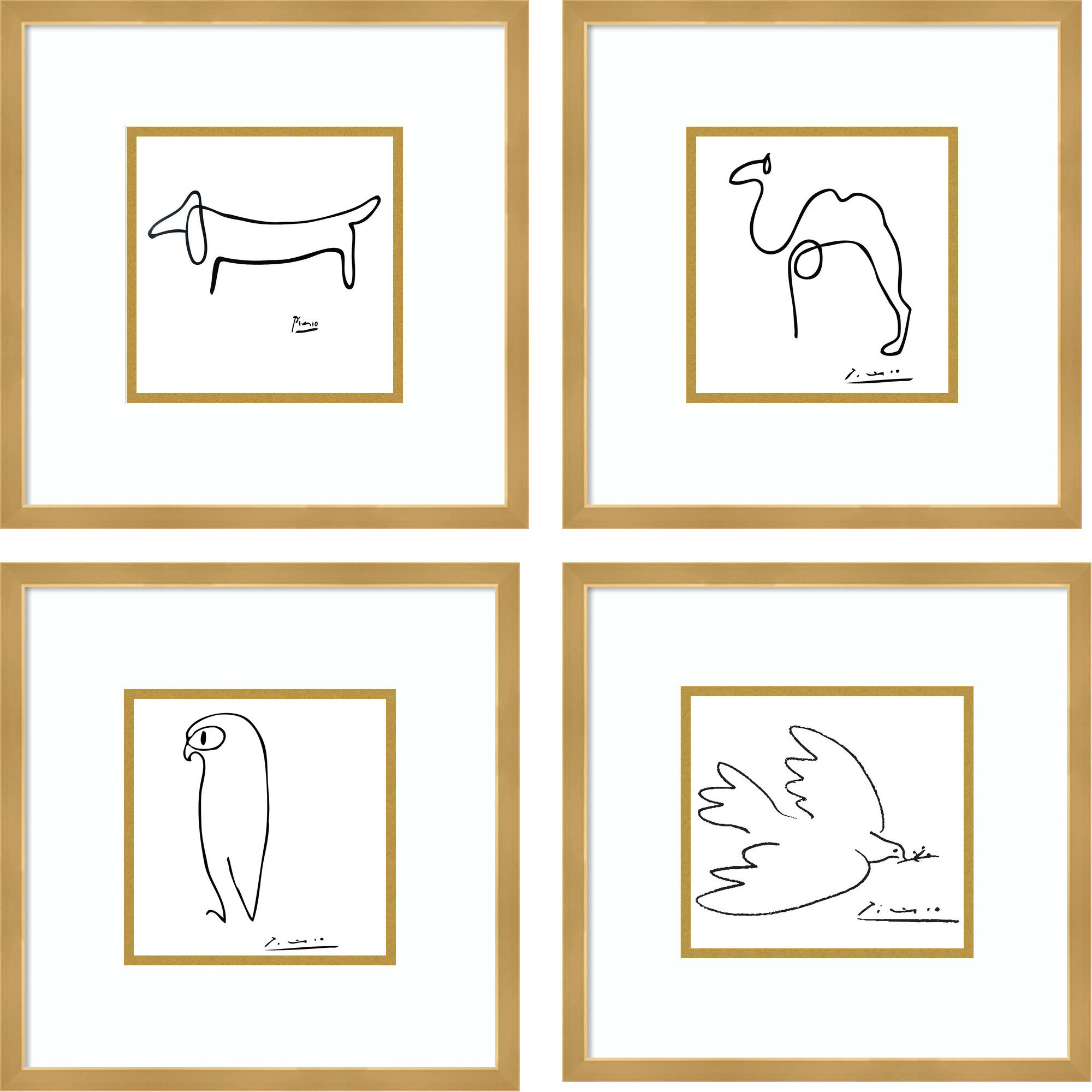 Wade Logan® Picasso Animal Drawings - set of 4 by Pablo Picasso Framed ...