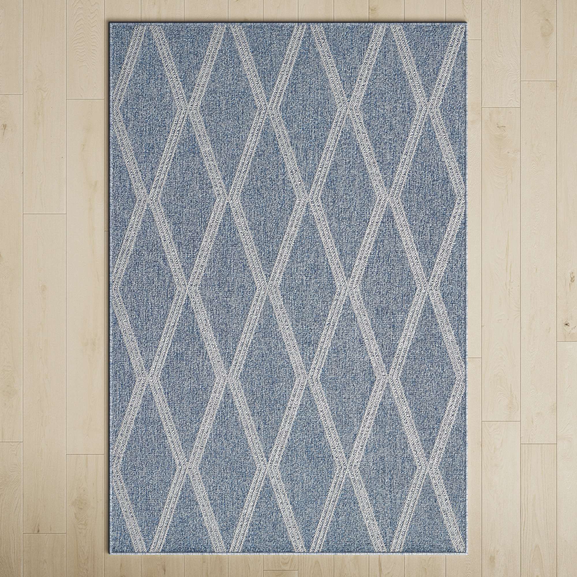 Birch Lane™ Twill Geometric Blue/Gray Indoor / Outdoor Area Rug ...