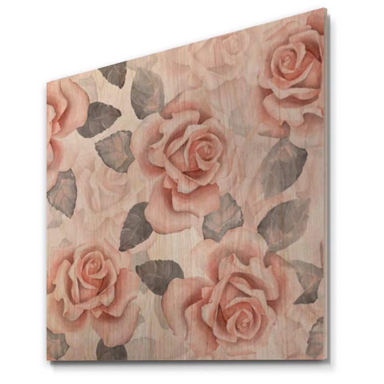 House of Hampton® " Pink Retro Roses " on Wood - Wayfair Canada