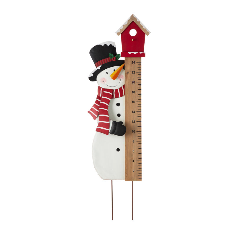The Holiday Aisle® Kaajal 40"H Christmas Snowman Snow Gauge Yard Stake ...