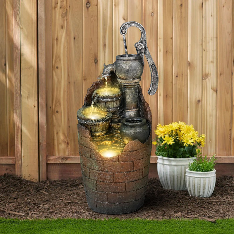 Millwood Pines 32.6" 4-Tier Outdoor Tall Bucket Fountain | Wayfair
