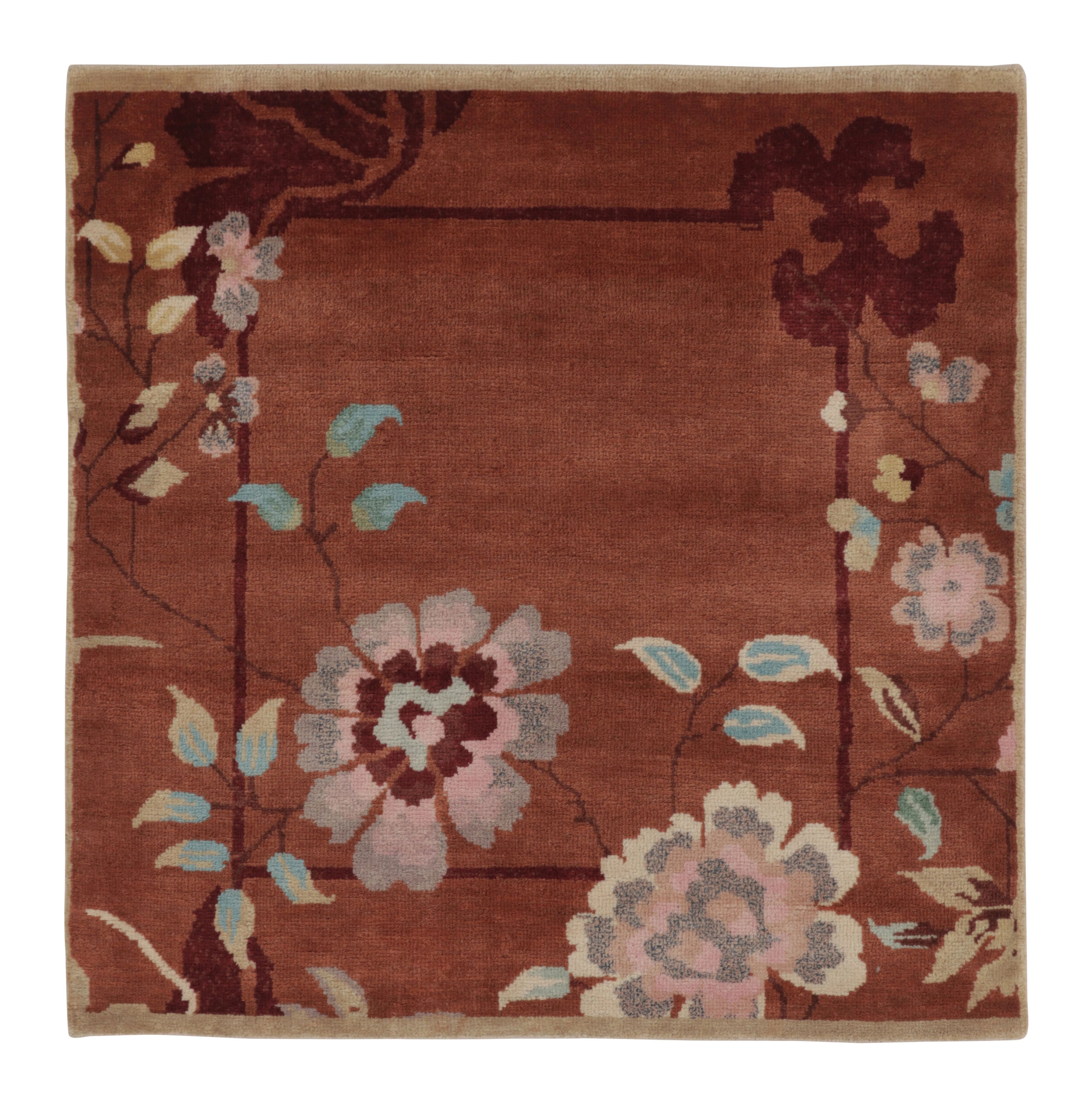 Rug & Kilim’S Chinese Art Deco Inspired Square Rug, Vibrant Florals On ...