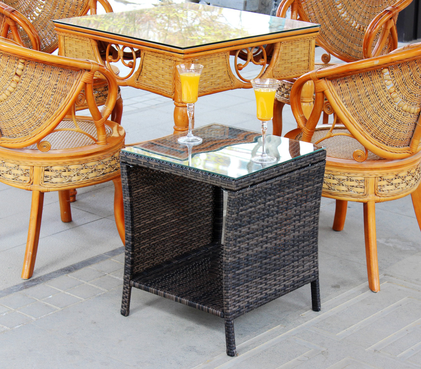 Red Barrel Studio® Outdoor Square Patio Coffee Table With Clear ...