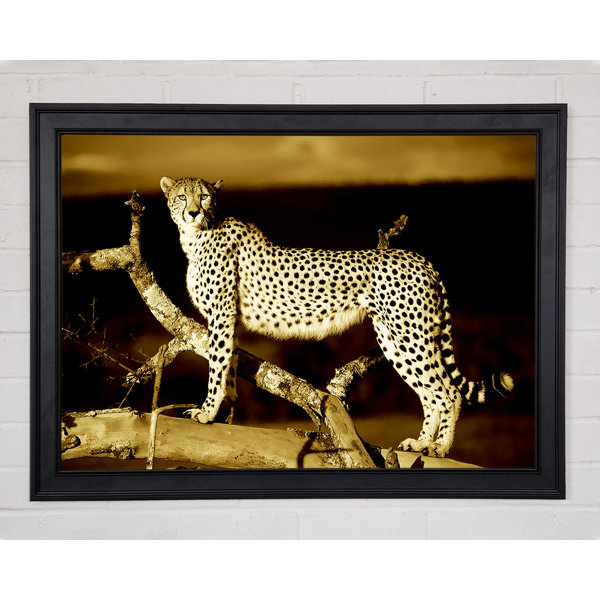 Ebern Designs Leopard Perch Sepia - Single Picture Frame Art Prints ...