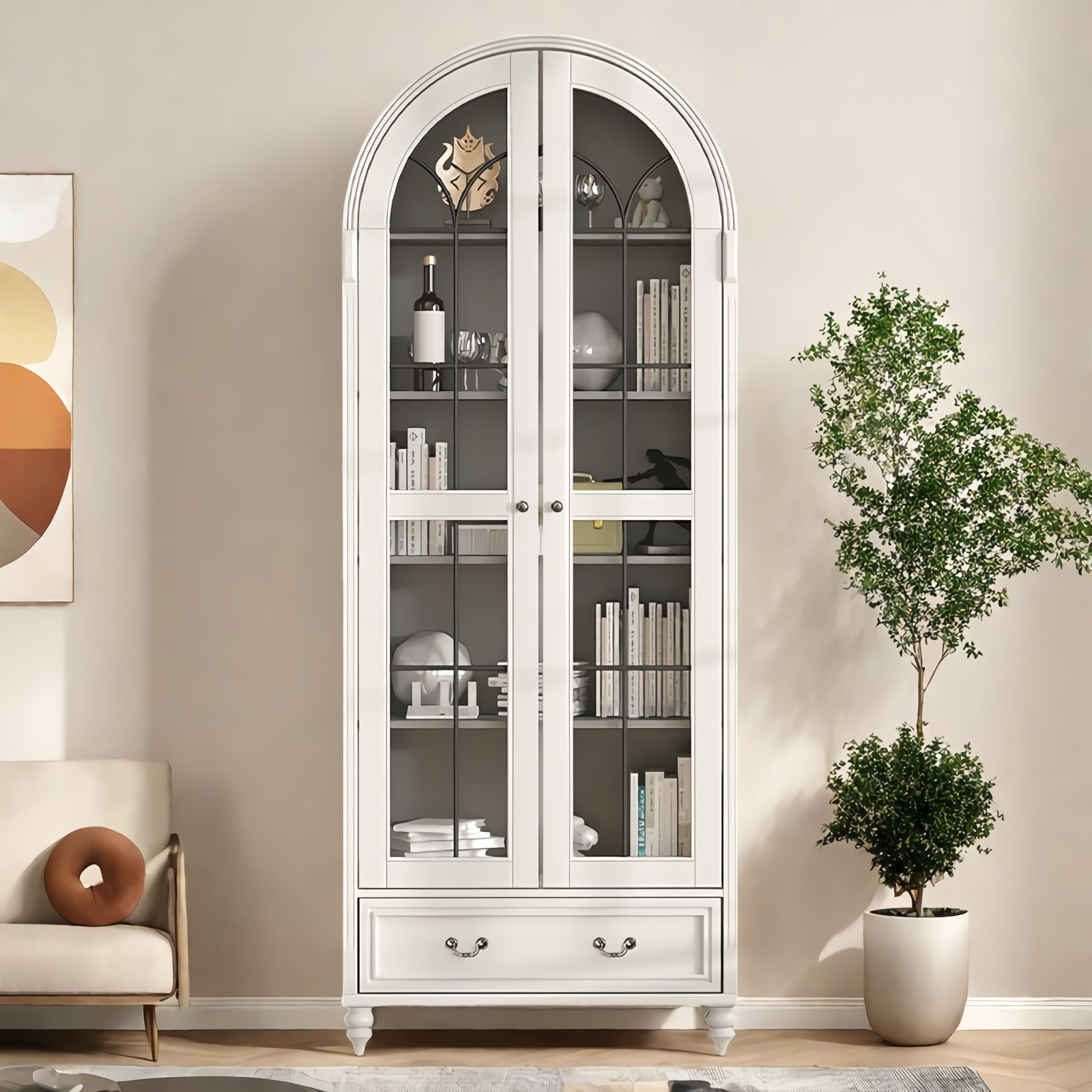 HomeZenLiving Solid Color Solid Wood Circular Top Bookcase | Wayfair