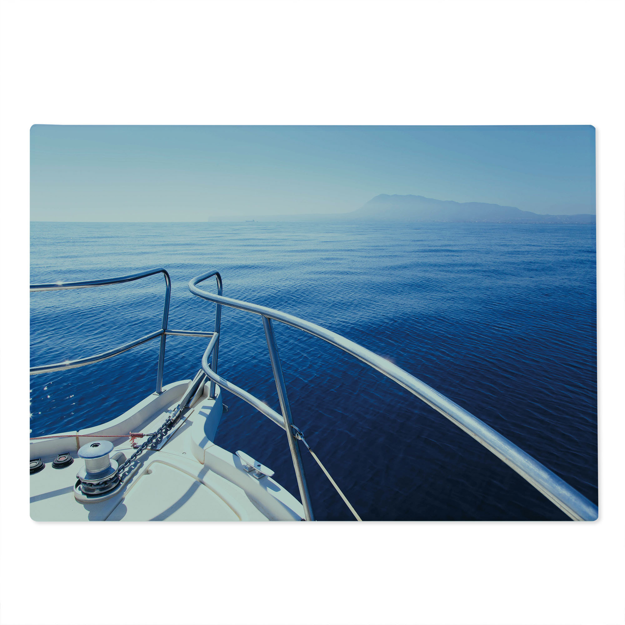 Ambesonne Navy Cutting Board Large Size Boat Yacht Ocean Scenery Navy ...