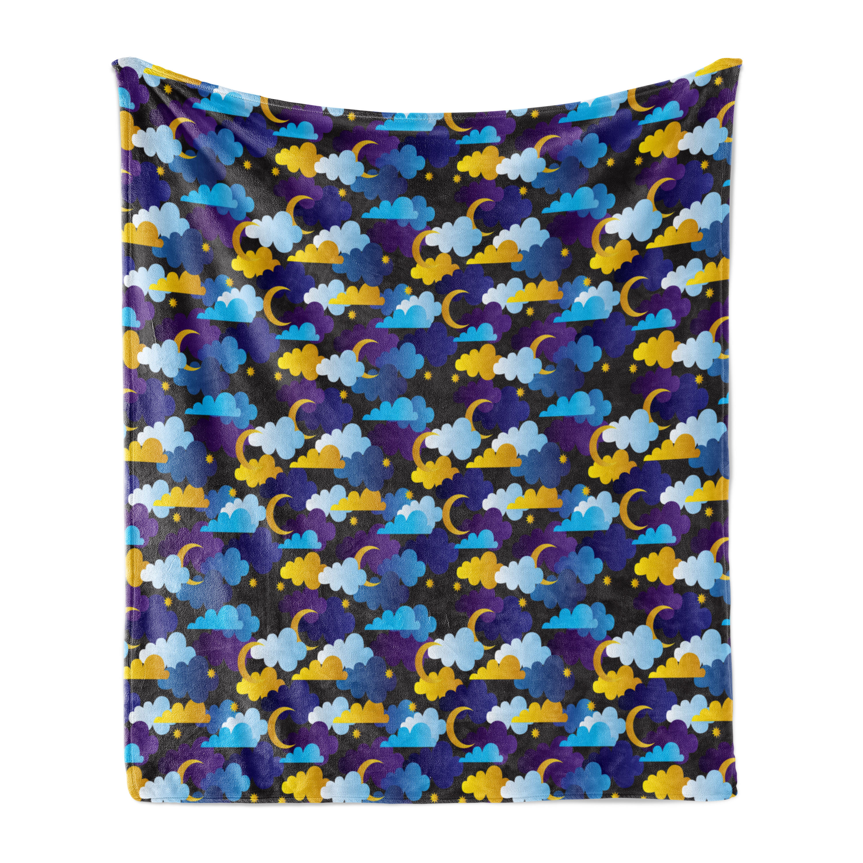 Ambesonne Night Fleece Throw Blanket Sleep Theme Cloud and Moon ...
