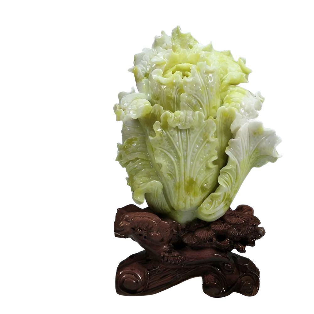 Canora Grey Natural Jade Cabbage Sculpture: Exquisite Stone Carving For ...