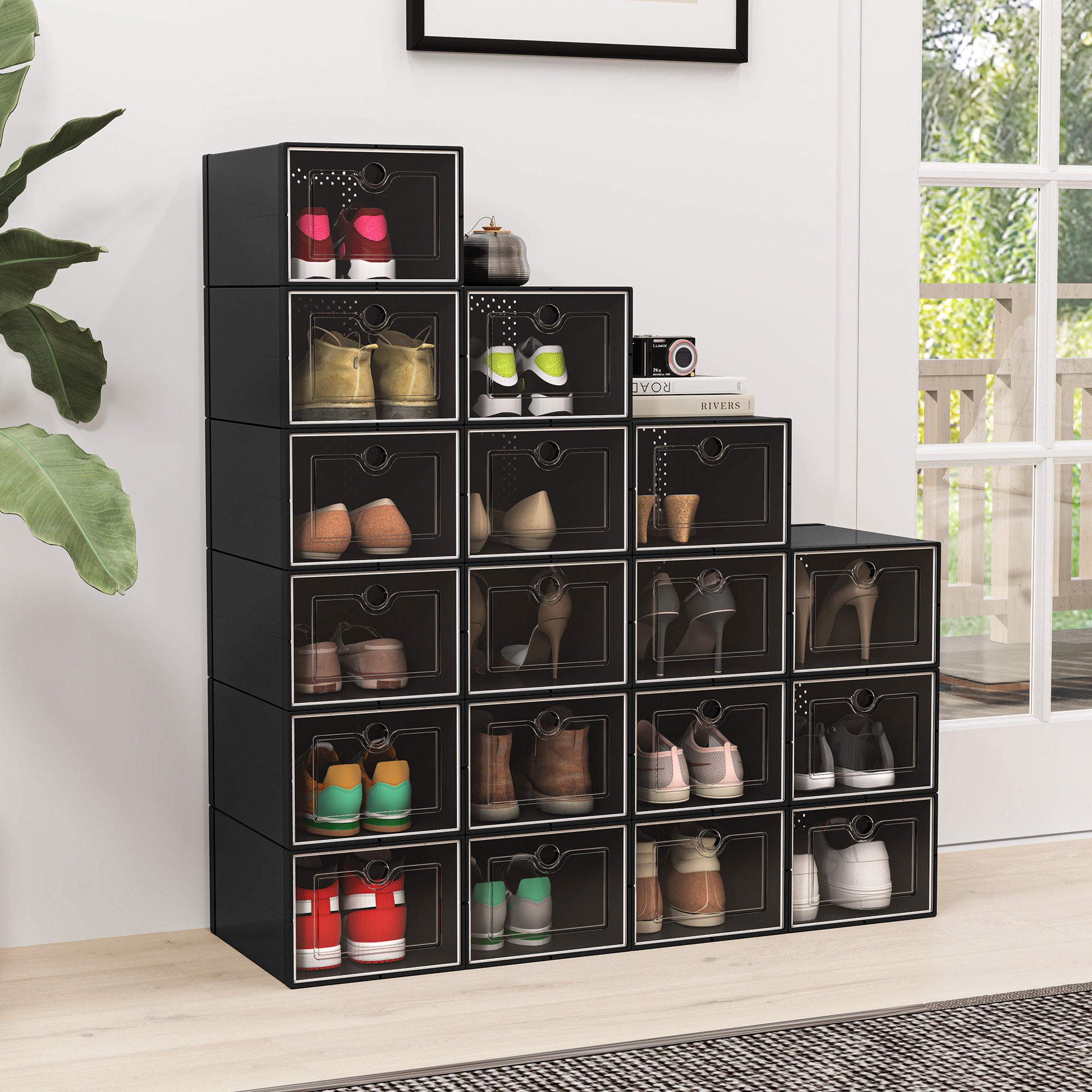Rebrilliant Stackable Shoe Storage Box & Reviews | Wayfair