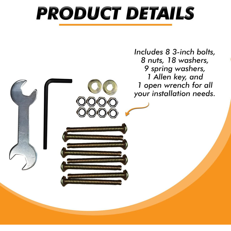 InRoom Designs Frame Hardware Set - Heavy Duty Hardware for Bed Frame ...