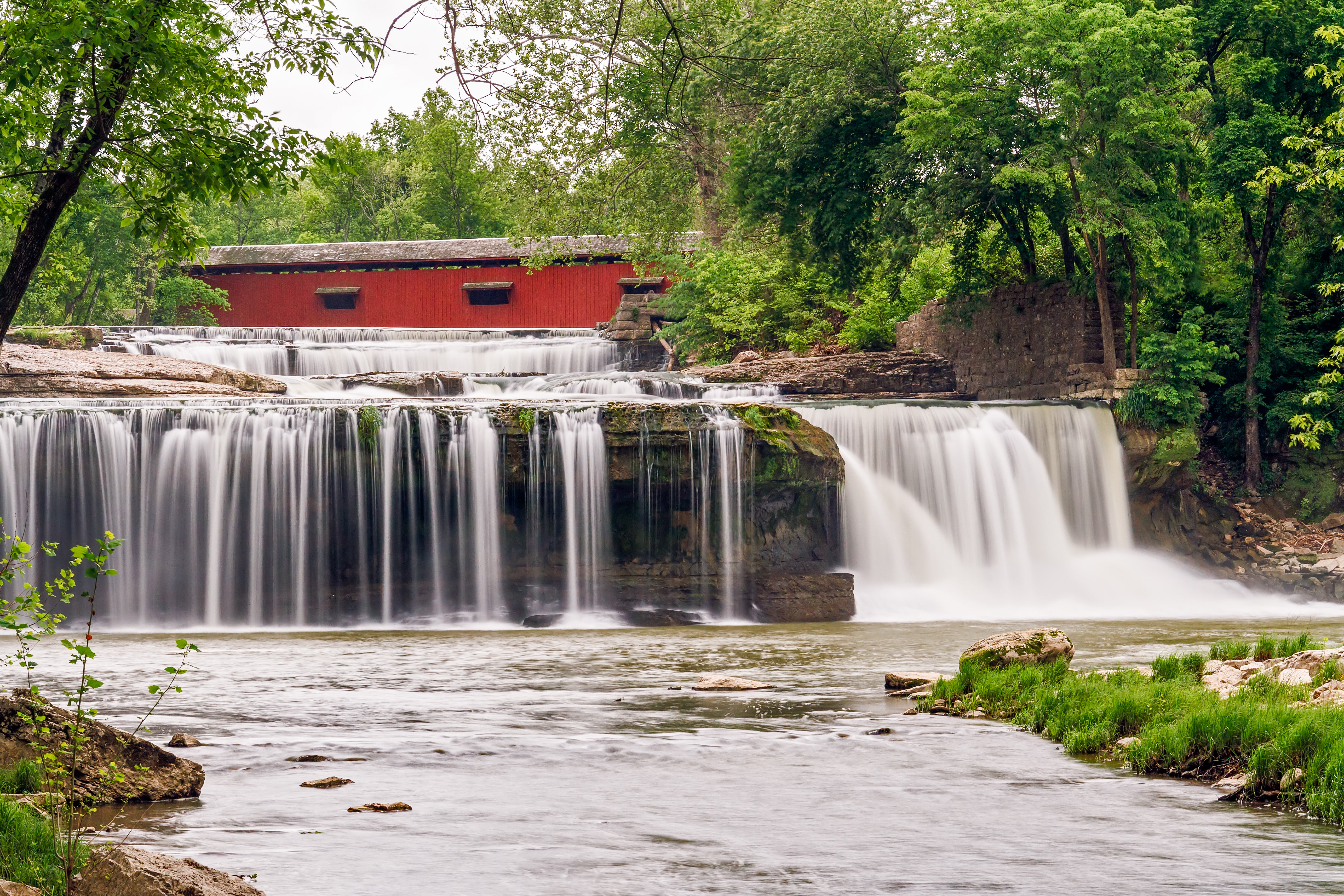 Loon Peak® Upper Cataract Falls - Wrapped Canvas Photograph | Wayfair