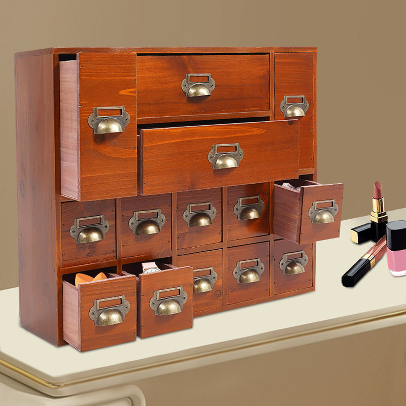 Winston Porter Old Color 14 Slot Drawer Storage Box Drawers Storage ...