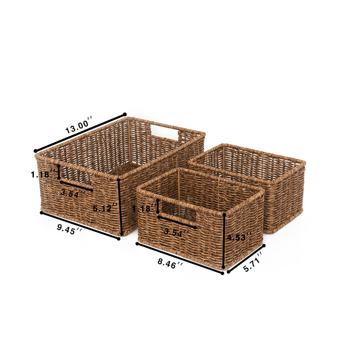 Bayou Breeze Bayou 3 Piece Wicker Storage Basket Set & Reviews | Wayfair