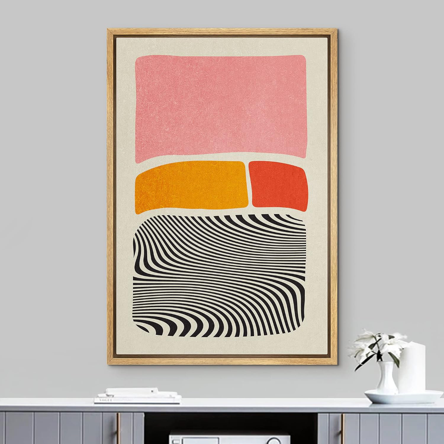 IDEA4WALL Abstract Vibrant Color Blocks Mid-Century Modern Vibrant Wave ...
