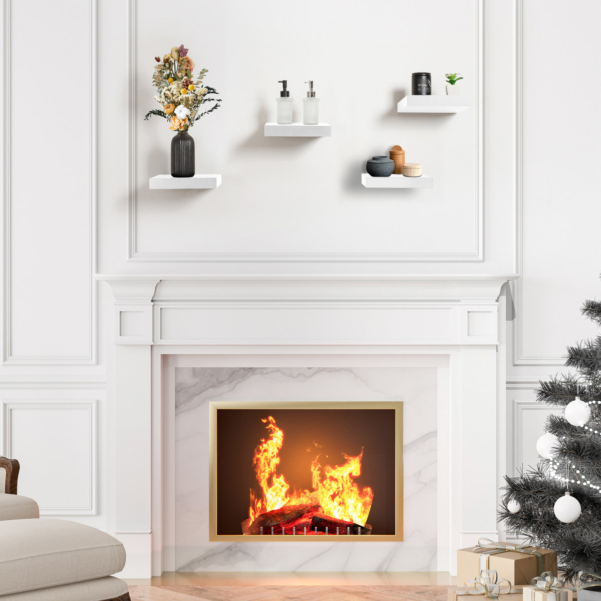 Sorbus 9" Square Tile Floating Shelves with Invisible Mounting Set of 4 ...