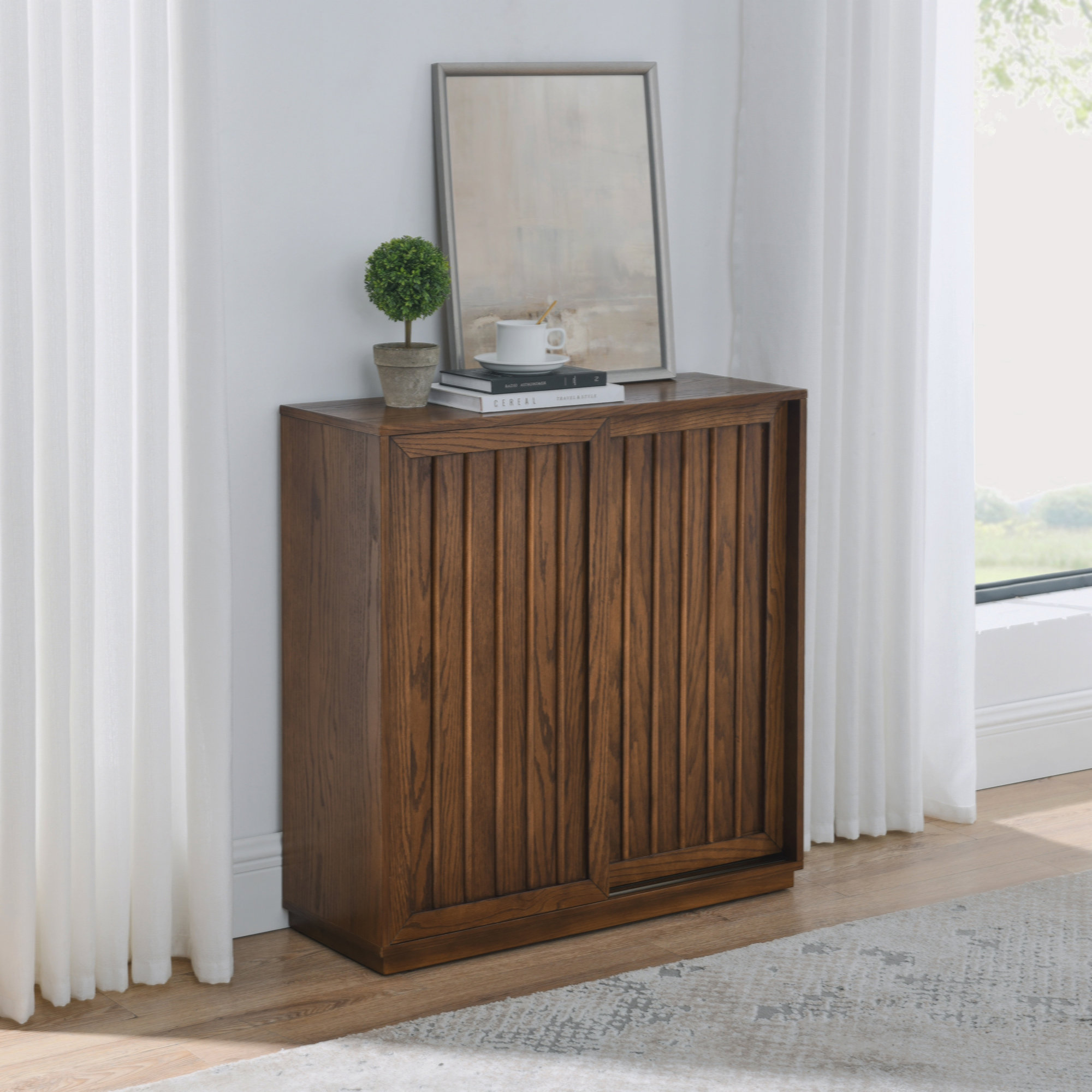 Millwood Pines Ellerd Buffet Sideboard Cabinet with 2 Sliding Doors and ...