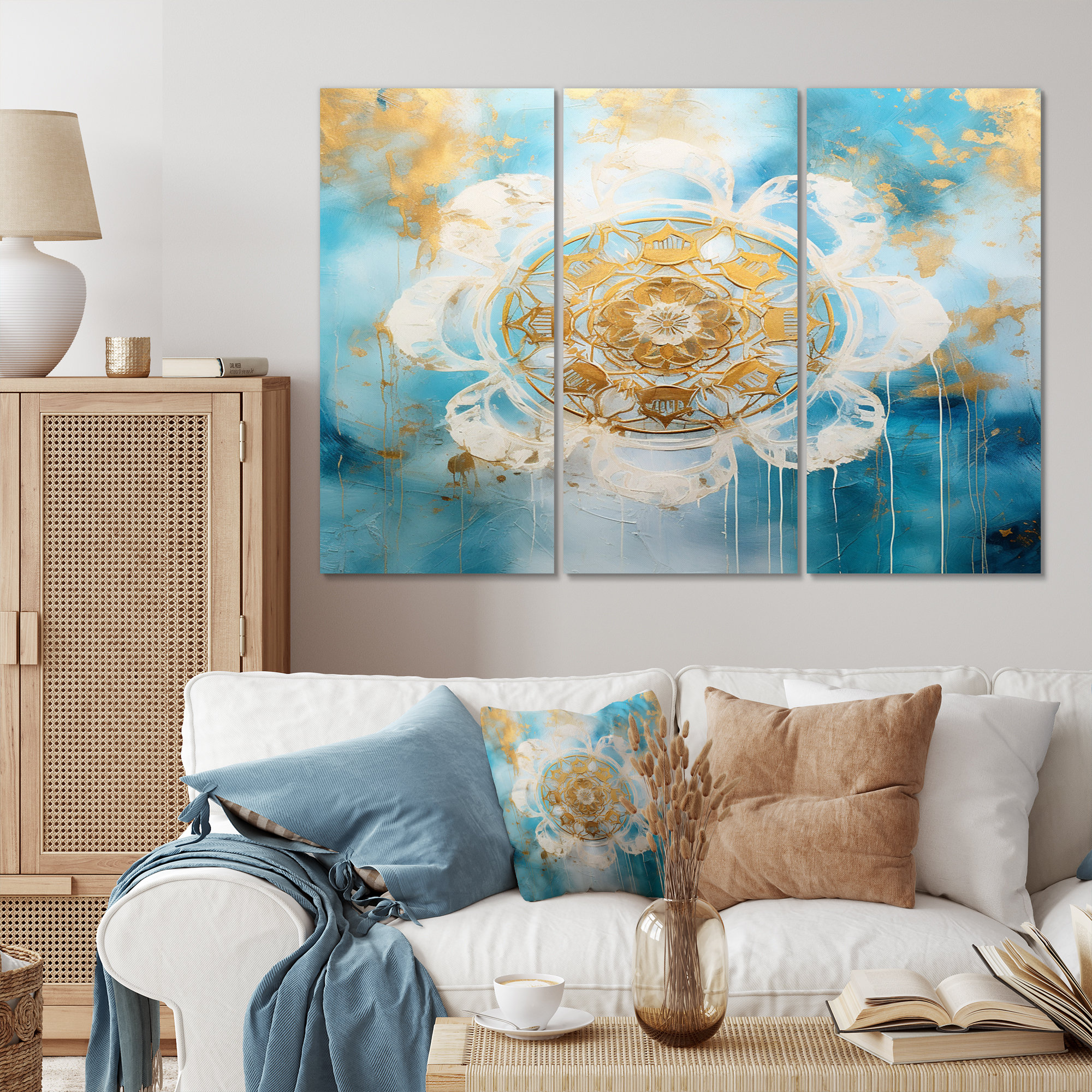 Design Art Divine Mandala Delicate Gold Gentle Turquoise II - Boho ...