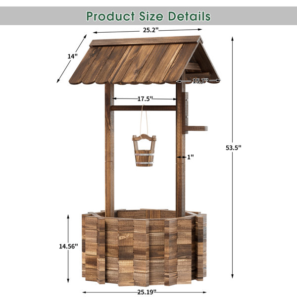 Loon Peak Dontrelle 54"Hx25.2"W Decorative Wooden Wishing Well Outdoor ...