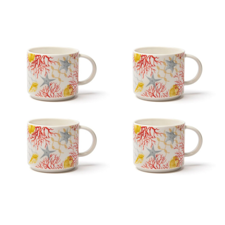 Excelsa set of 4 tea cups Coral porcelain 29 cl | Wayfair.co.uk