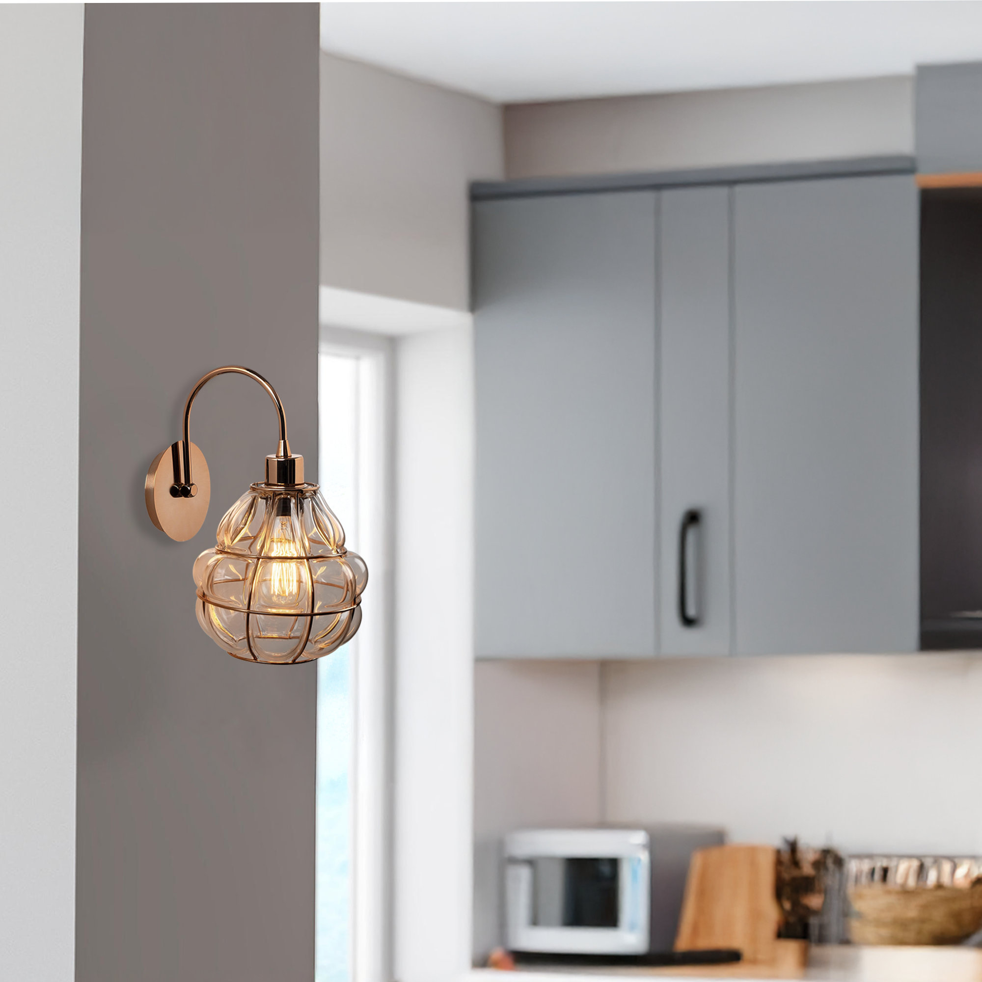 Everly Quinn Metal Body Glass Cap Armed Wall Sconce - Wayfair Canada