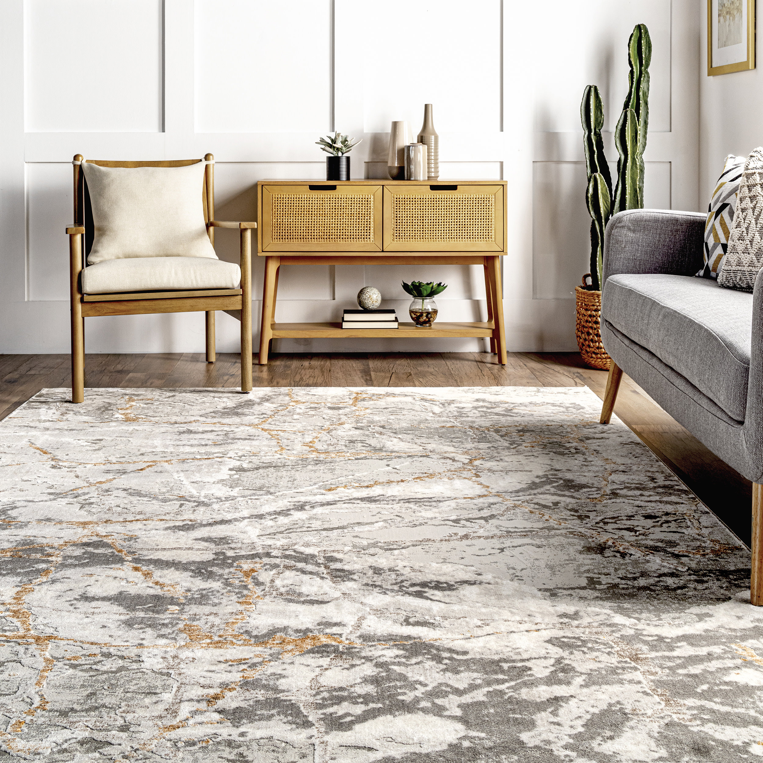 17 Stories Britlyn Abstract Beige Area Rug - Wayfair Canada