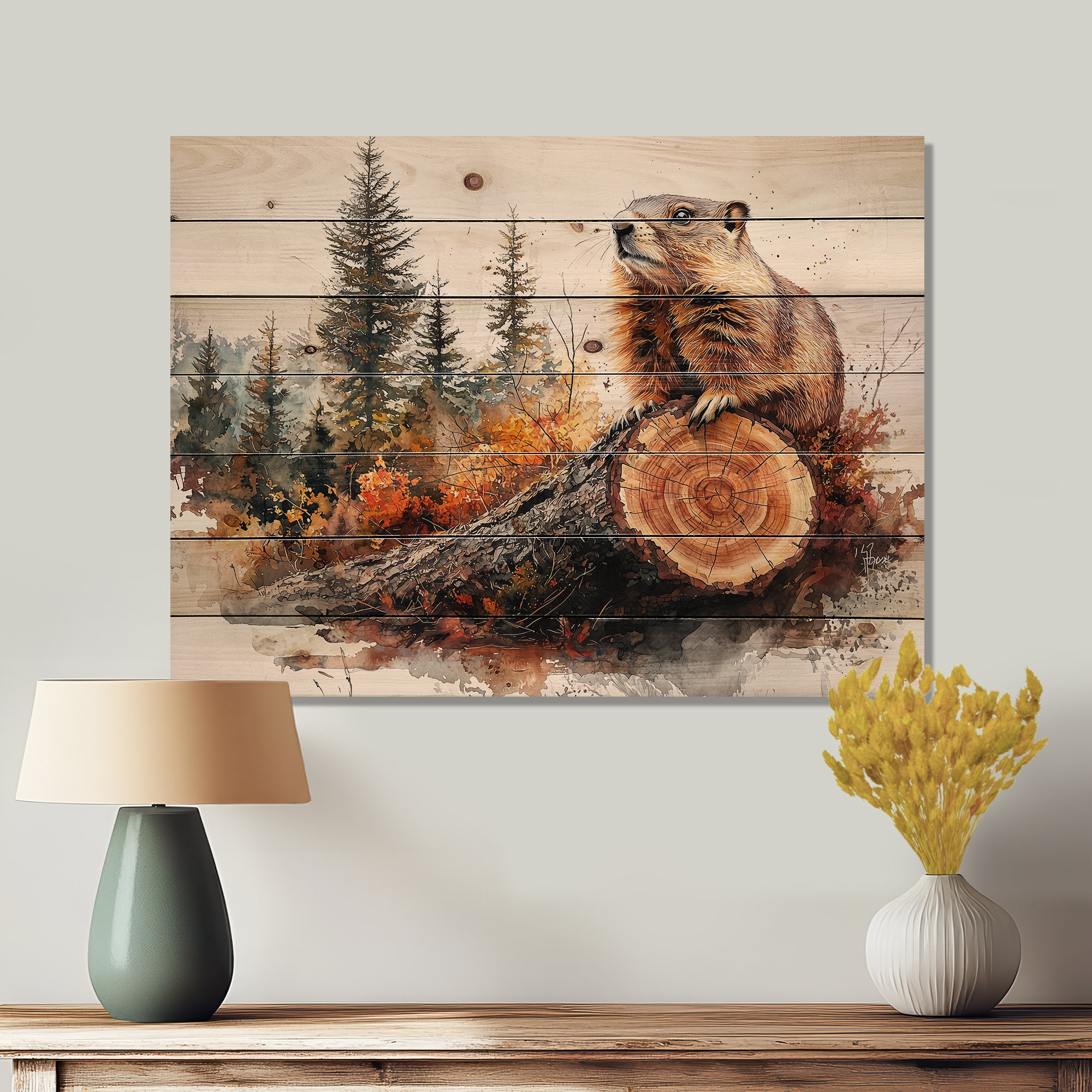 Ophelia & Co. Canadian Groundhog In Forest Landscape II - Groundhog ...