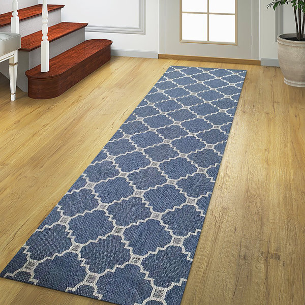 Latitude Run Garvan Flatweave Cotton Navy Rug & Reviews | Wayfair.co.uk
