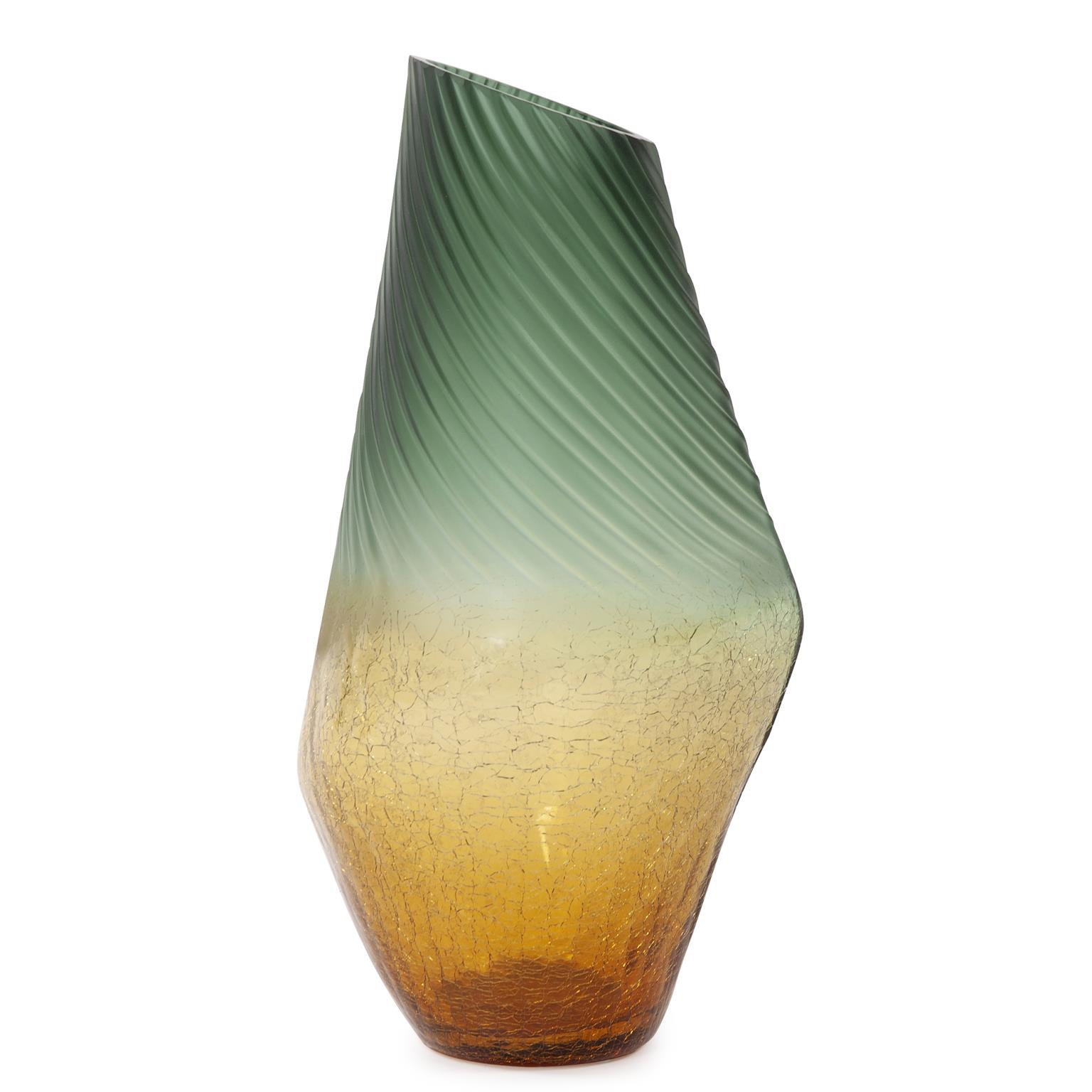 Ivy Bronx Kerela Murrine Green Swirl Textured Glass Vase | Wayfair