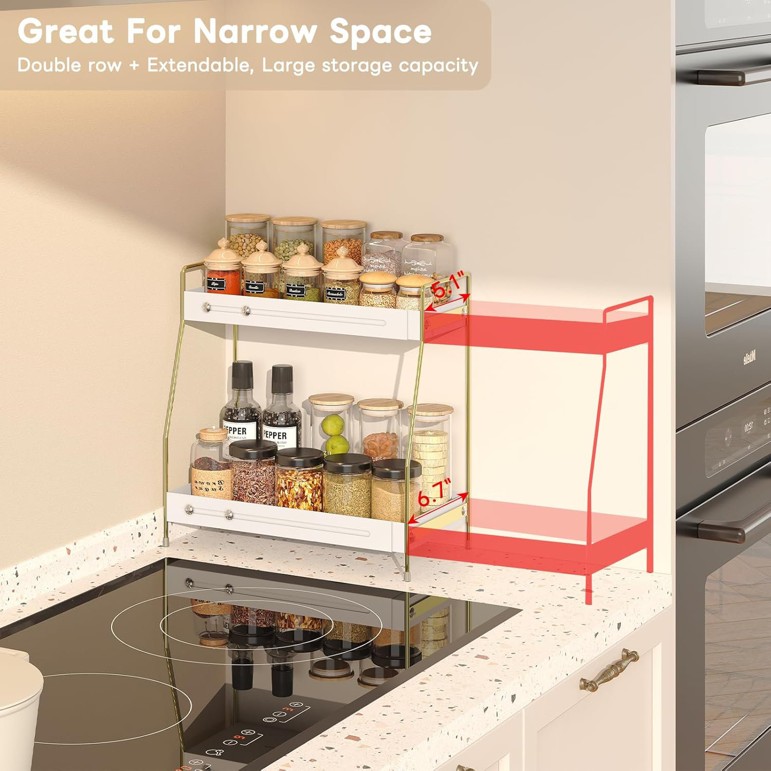 Everly Quinn Expandable Spice Rack Organizer for Cabinet | Wayfair