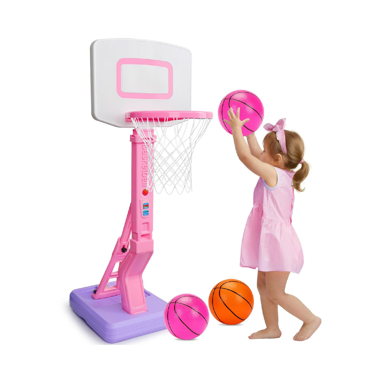 JETEHO Pink Basketball Hoop With Balls, For Indoor Outdoor Backyard ...